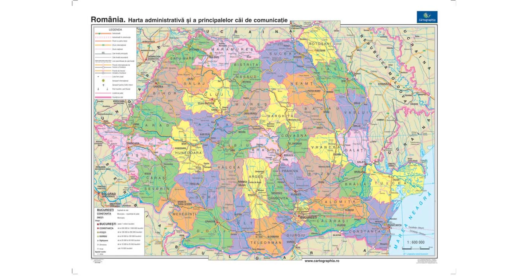 România. Hartă geografică și subterană, resurse naturale. Hartă ...
