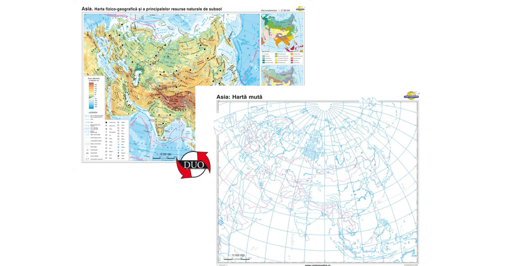 Asia. Harta fizico-geografică şi a principalelor resurse naturale de ...