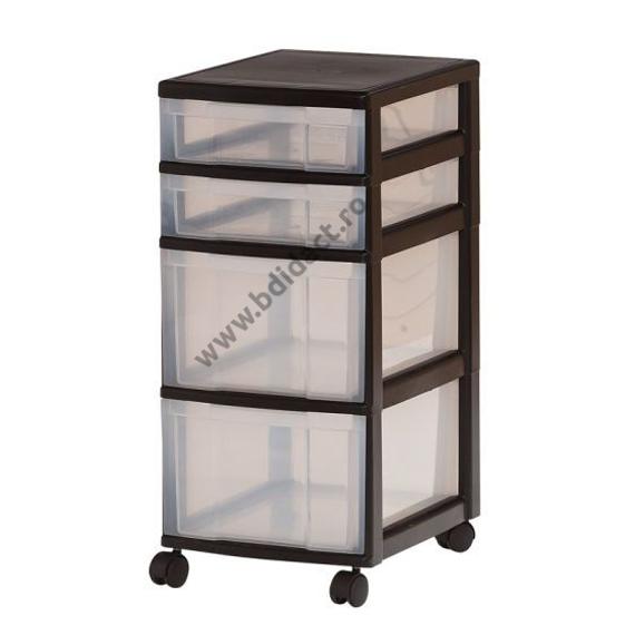 Container din plastic pe rotile cu 2 sertare mici, 2 sertare mari ...