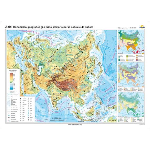 Asia. Harta fizico-geografică şi a principalelor resurse naturale de ...