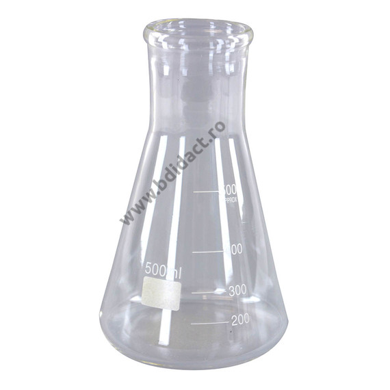 Pahar Erlenmeyer cu gât larg 500 ml - bdidact.ro