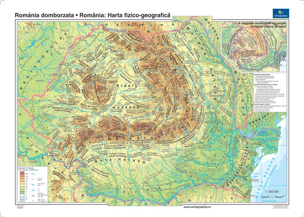 Harta fizico-geografică și principalele resurse naturale subterane din ...